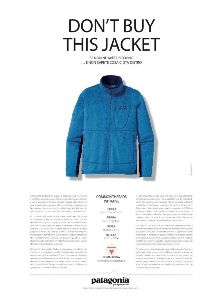 "COMMON THREADS INITIATIVE" Le 5 “R” del progetto Patagonia: Riduci ...